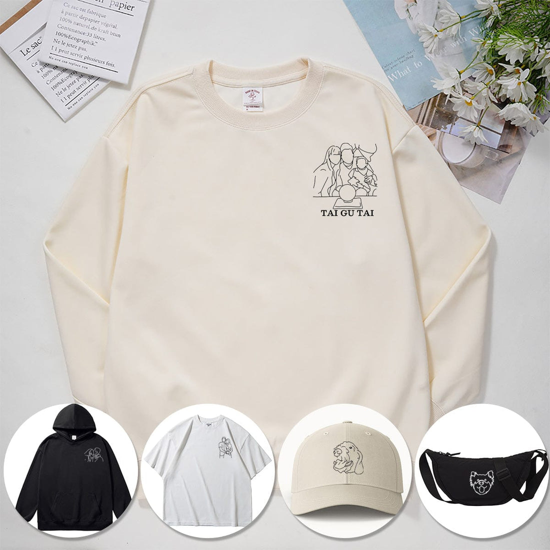 Custom Embroidered Line Drawing Hoodie,Sweatshirt,unique gift – MYSTICHOT
