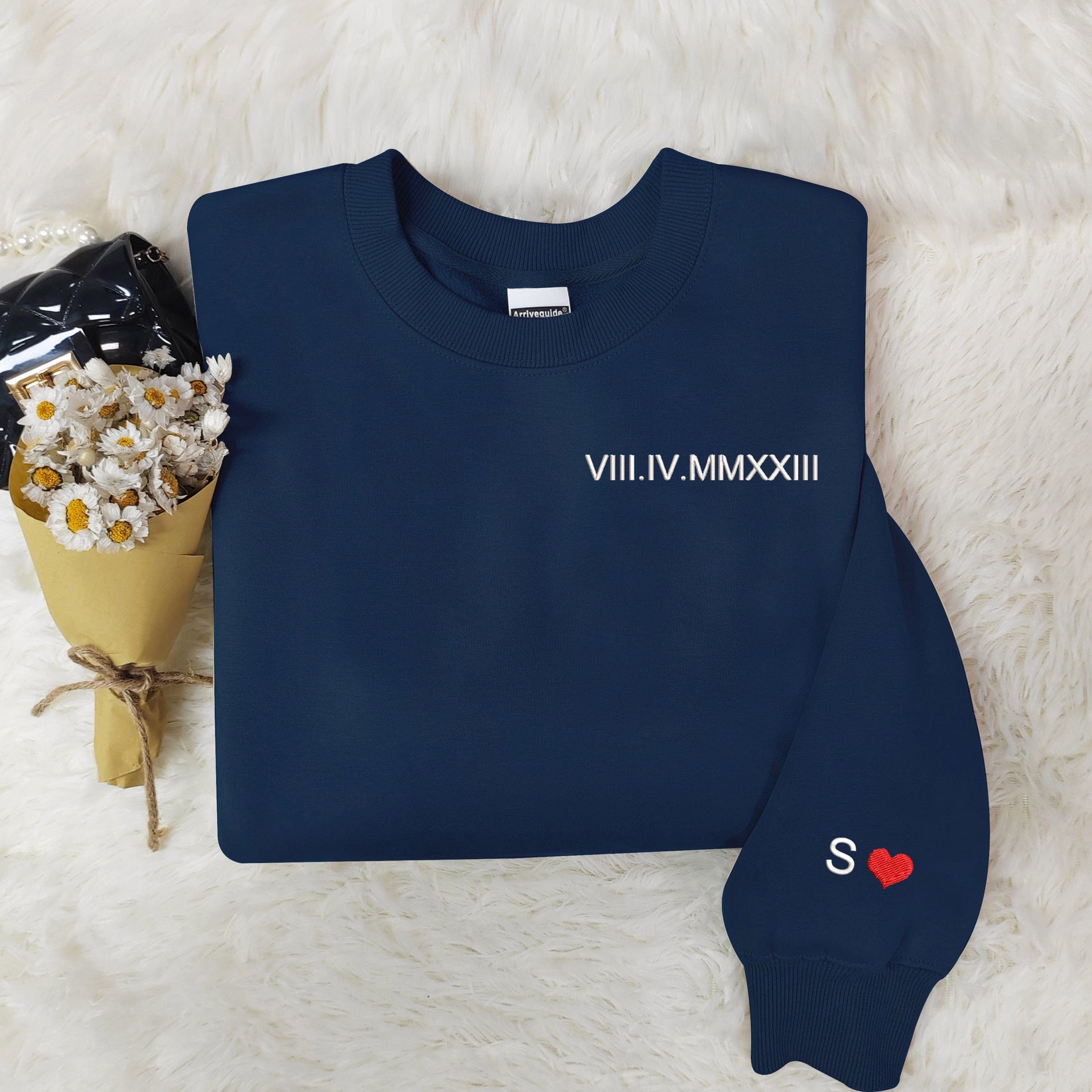 Custom embroidered date Roman numerals sweatshirt hoodie – MYSTICHOT